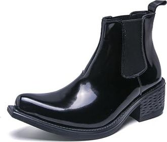 Generic Bottes pour Hommes Chaussures Ville D&eacute;contract&eacute;es en Cuir PU Chelsea Fermeture &Eacute;clair sur Le C&ocirc;t&eacute; Bottes Mi-Mollet pour Hommes,Black 1,42.5 EU