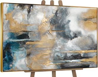 Yohji Yamamoto Art abstraktes Acryl Gem&auml;lde auf Leinwand handgemalt goldene Harmonien Wandbild Wohnzimmer B&uuml;ro modernes Wohndekor Bild echtes Kunstwerk 120x80 cm