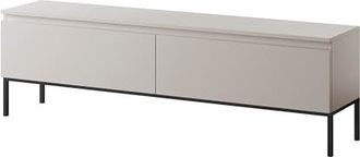 Selsey TV Schrank Board Sideboard Fernsehtisch Fernsehschrank Mit Schränken 150 cm Schwarze Beine Taupe Bemmi