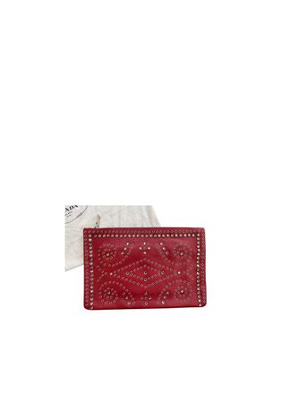 Prada Red Leather Eyelet Clutch Bag