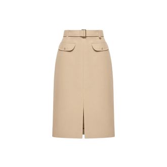Moncler Moncler Belted Knee-length Cotton Skirt, Women, Beige, Size: 38