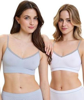 Billet Doux Modèle Zen Attitude - Lot de Deux brassières - sans Armatures - Femme - 34/36 - Blanc & Blanc/Gris