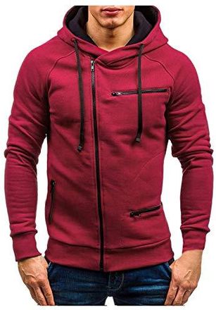 Generic Sweat à capuche pour homme - Veste à capuche à manches longues avec fermeture éclair intégrale - Vêtement de sport avec poches à fermeture éclair - Co