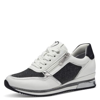Marco Tozzi Damen Sneaker flach mit Schn&uuml;rsenkeln Freizeit, Wei&szlig; (White Comb), 39 EU