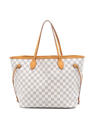 Louis Vuitton 2014 Damier Azur Neverfull MM Tote Bag - Wei&szlig;