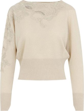 Ermanno Scervino Rundhalspullover - Creme