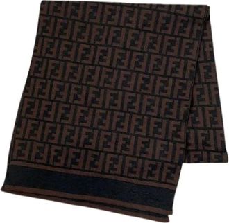 Fendi Pre-owned Zucca Knit Scarf - Homme - Pre-owned - Brun - Taille: ONE Size