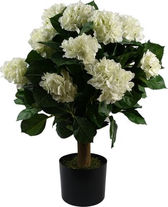 Leaf Design UK Realistischer künstlicher Blütenbaum, 70 cm, weiße Hortensie