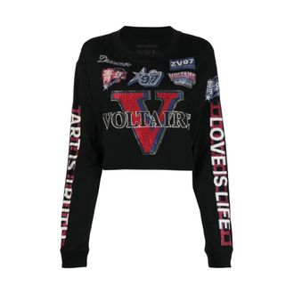 Zadig&Voltaire Femme, Tops, Noir, Taille: 38 FR Cropped Multi Badge T-Shirt