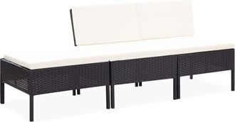 vidaXL Salon de jardin 3 pcs avec coussins R&eacute;sine tress&eacute;e Noir