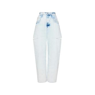 Maison Margiela Femme, Jeans, Bleu, Taille: W27 Jean Coupe Tonneau Effiloch&eacute;