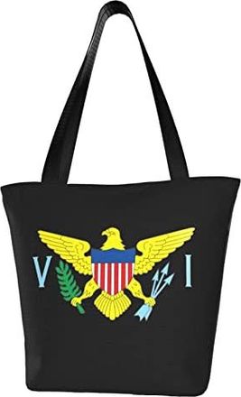 AOOEDM Sac fourre-tout Drapeau national des &icirc;les Vierges am&eacute;ricaines Sacs &agrave; provisions Petit sac de march&eacute; r&eacute;utilisable Sacs fourre-tout de plage Sacs de voy