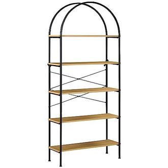 HOMCOM Étagère Rangement à 5 Niveaux Bibliothèque Meuble de Rangement Haut Arrondie en Arche Style Industriel - 80 x 28 x 179 cm Naturel Noir