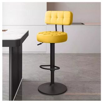 Generic H&ouml;henverstellbarer Drehhocker mit R&uuml;ckenlehne, K&uuml;chenstuhl Aus Pu-Kunstleder f&uuml;r K&uuml;chentheke, Essbereich, 60-80 cm