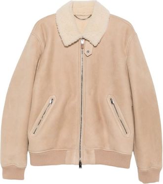 Canali Shearling-collar Leather Jacket