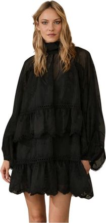 Souvenir Femme, Robes, Noir, Taille: 36/38 FR Robe Courte &agrave; Volants et Froufrous