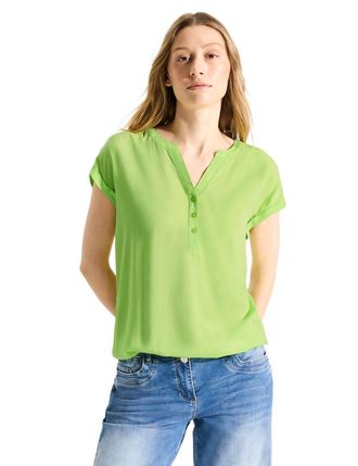 Cecil Damen B344828 Uni Viskose Bluse, Soft Lime, XS
