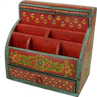 Guru Shop Vintage Schreibtisch Ordner, Schreibtisch Ablage - rot Modell 1, 30x30x20 cm