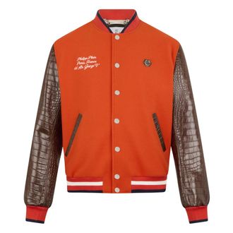 Philipp Plein Varsity Bomber Cocco Sleeves Paris - - Jackets - Herren - Orange - XS