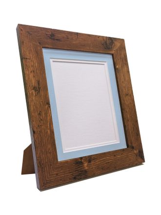 Frames by Post Metro Bilderrahmen aus Holz, Vintage-Stil, mit blauem auf weißem Doppel-Passepartout, 25,4 x 20,3 cm, für Bildgröße A5