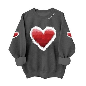 Generic Sweat-shirt imprim&eacute; Saint-Valentin 2026 &agrave; manches longues et col rond d&eacute;contract&eacute; haut doux et confortable v&ecirc;tements de sport tendance pour les tenues