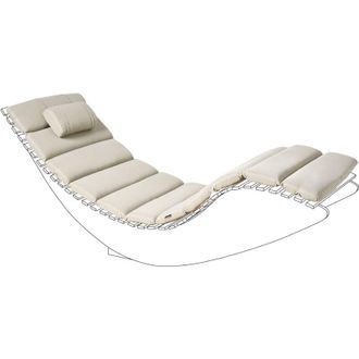 Beliani Auflage f&uuml;r Gartenliege Taupe Stoff Gesteppt 180x60x5 cm UV-Best&auml;ndig Modernes Design Liegenauflage mit Kissen und Befestigungsb&auml;ndern