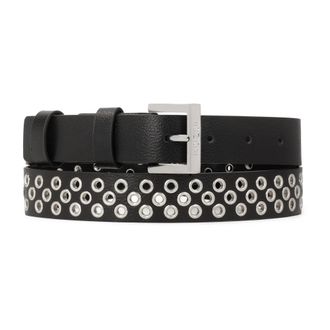 Kazar Schwarzes Lederband mit silbernen &Ouml;sen verziert - - Accessories - Damen - Schwarzk - 80 CM