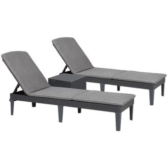 Keter Chaises longues Jaipur x2 avec table basse