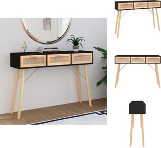 vidaXL Konsolentisch Schwarz 105x30x75cm Massivholz Natur-Rattan - Konsolentisch - Wohnzimmermöbel - Skandinavisches Design - Holzmöbel - Sideboard