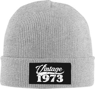 Generic Cadeau Rétro pour 51E Anniversaire, Cadeaux Vintage 1973 Unisex Skull Cap Chaud Watch Cap Classique Bonnets Hiver pour Casque Moto Course À Pied Joggi