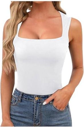 Generic D&eacute;bardeur athl&eacute;tique &agrave; col carr&eacute; pour femme - Coupe ajust&eacute;e - Sans manches - Coupe ajust&eacute;e - Pour les sorties - Pour le sport d&eacute;t&eacute; 2025 Y2K - Coupe aj