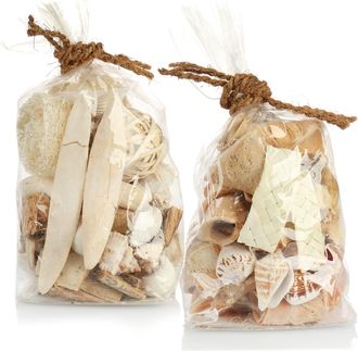 Com-Four 2X Deko-Muscheln - Beutel gefüllt mit schönen Muscheln und Hölzern - Maritime Streudekoration [Auswahl variiert] (2X Beutel - Muscheln beige)