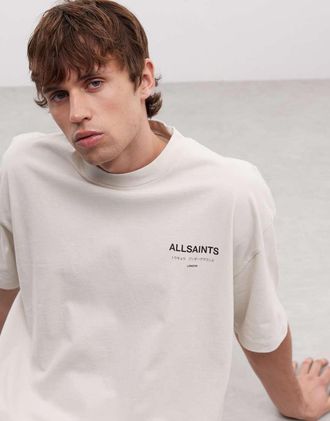 AllSaints Allsaints - Underground - T-shirt &agrave; logo imprim&eacute; au dos - Blanc cr&eacute;puscule