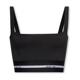 Helmut Lang Femme, Tops, Noir, Taille: 36 FR Crop top avec logo