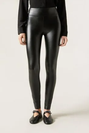 Calzedonia Thermohose In Lederoptik Schwarz