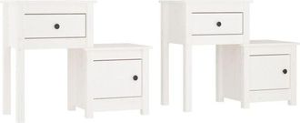 vidaXL Tables de chevet 2 pcs Blanc 79,5x38x65,5 cm Bois de pin massif Vidaxl