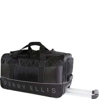 Perry Ellis Herren 24 Lightweight Rolling Duffel Bag-A324 Seesack, schwarz/grau