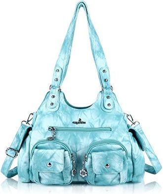Angel Kiss Sacs à main pour femme - Grand sac besace en cuir synthétique souple - Sac à bandoulière pour femme, bleu ciel