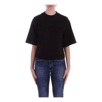Pinko Pinko, Femme, Tops, Noir, Taille: 42 FR T-shirts avec logo avant et arrière