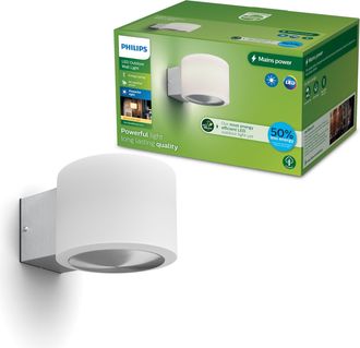 Philips Otis ultraeffiziente Wandleuchte f&uuml;r den Au&szlig;enbereich, 2700K warmwei&szlig;es Licht, 800 Lumen, Edelstahl