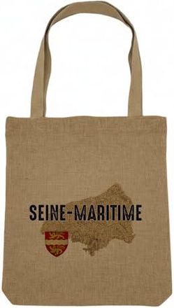 Fabulous Sac Shopping Tote Bag Aspect Lin - Seine Maritime 76 D&eacute;partement Carte Ancienne Rouen - Sac de Courses Toile Epaisse 360g Beige Naturel Cabas Port&eacute; Ep