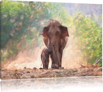 Pixxprint Elefanten Baby Mama, Größe: 60x40cm, Leinwandbild, fertig gespannt, Wandbild, Dekoration, Kunstdruck, kein Poster