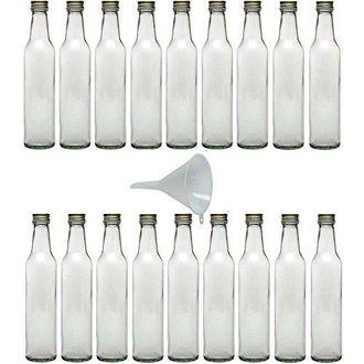 Viva Haushaltswaren Viva-Haushaltswaren - 18 Glasflaschen mit Schraubverschluss 250 ml zum Selbstbef&uuml;llen inkl. einem wei&szlig;em Einf&uuml;lltrichter &Oslash; 9 cm