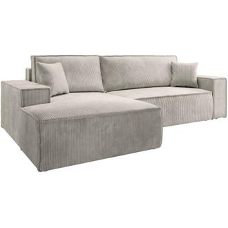 Selsey Selsey Farese - Ecksofa mit Cordbezug, Schlaffunktion und Stauraum, Creme, links