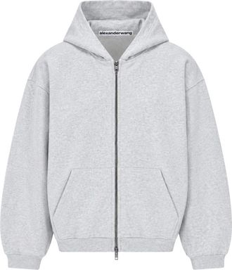 Alexander Wang Crystal Embellished Oversized Zip-Up Hoodie - - Sweatshirts & Hoodies - Damen - Grau - XS