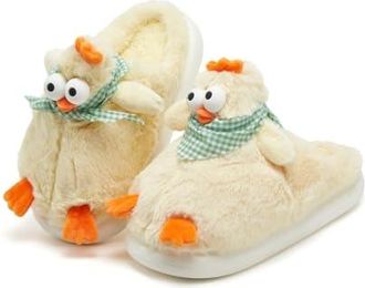 Minetom Pantoufle Femme Chaussons en Peluche danimaux Drôles Doublure Fourrure Automne Et Hiver Maison Mémoire Mousse Slippers H Jaune 38/39 EU