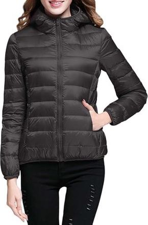 Generic Veste matelassée dhiver pour femme - Doudoune chaude pour femme - Veste dextérieur légère matelassée pour femme avec capuche - Veste dhiver zippée - P