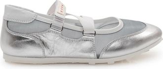Marni Femme, Chaussures, Gris, Taille: 37 EU Baskets en maille rehauss&eacute;es de cuir m&eacute;tallis&eacute;