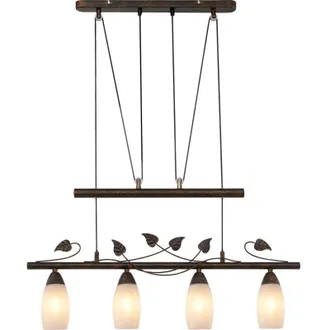 Nowa Nowa - Zugpendelleuchte H&auml;ngelampe Esszimmerlampe H&ouml;henverstellbar Glas Alabaster rost