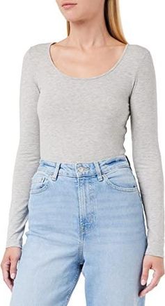 Vero Moda Vmmaxi My Ls Soft Long U-Neck Noos, T-Shirt À Manches Longues Femme, Gris (Light Grey Melange), 40 (Taille Fabricant: Large)